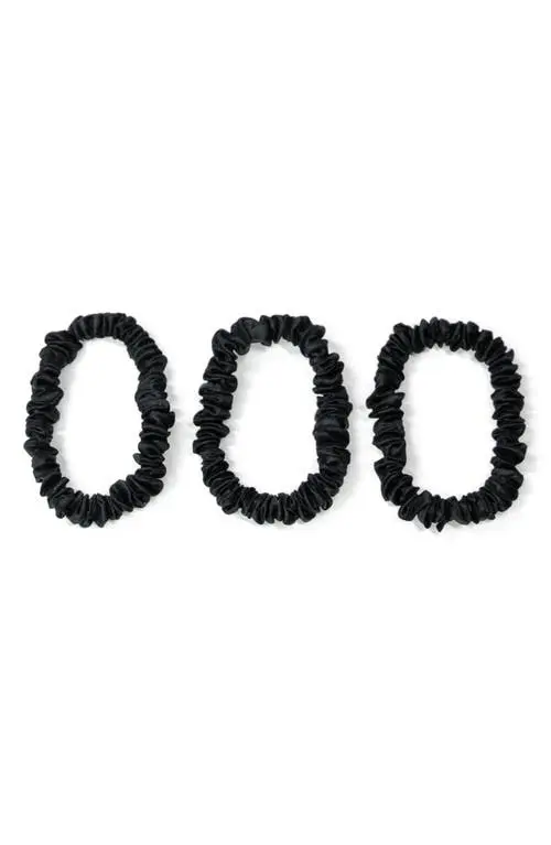 BLISSY 3-pack Skinny Silk Scrunchies - Black