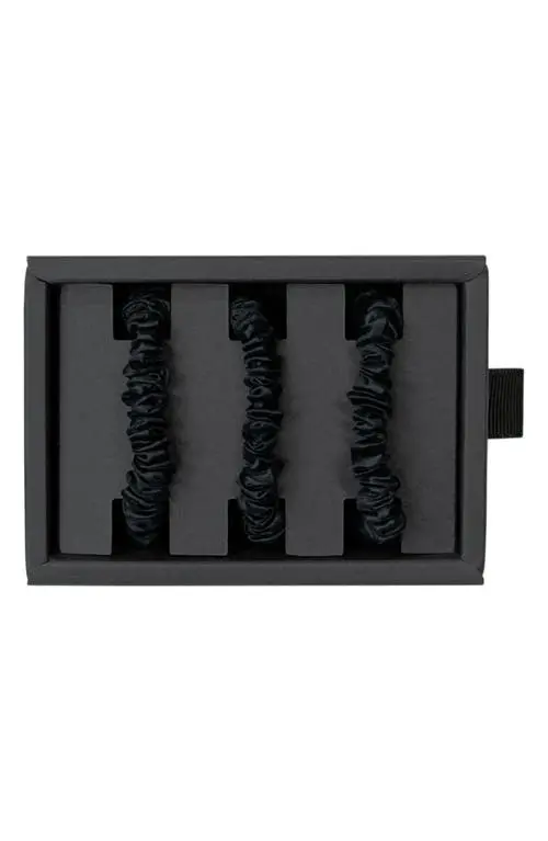 BLISSY 3-pack Skinny Silk Scrunchies - Black
