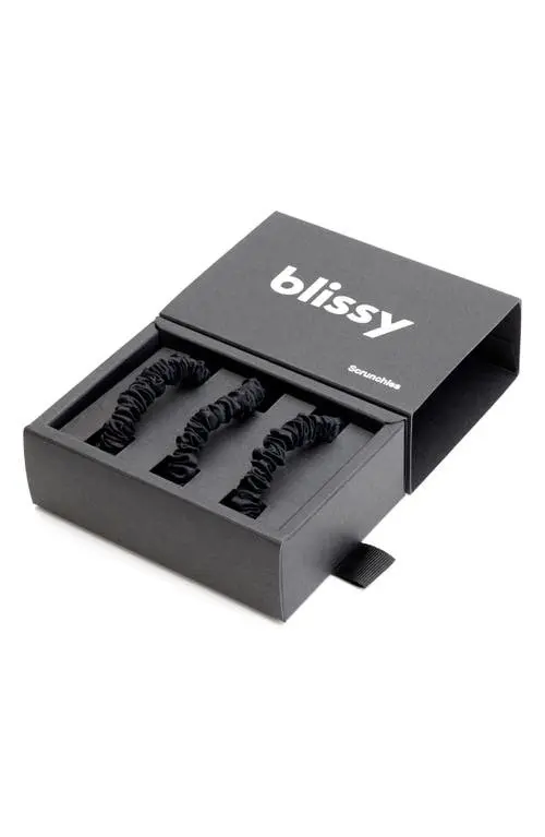 BLISSY 3-pack Skinny Silk Scrunchies - Black