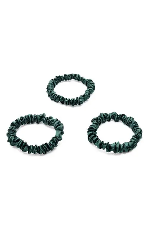 BLISSY 3-pack Skinny Silk Scrunchies - Emerald