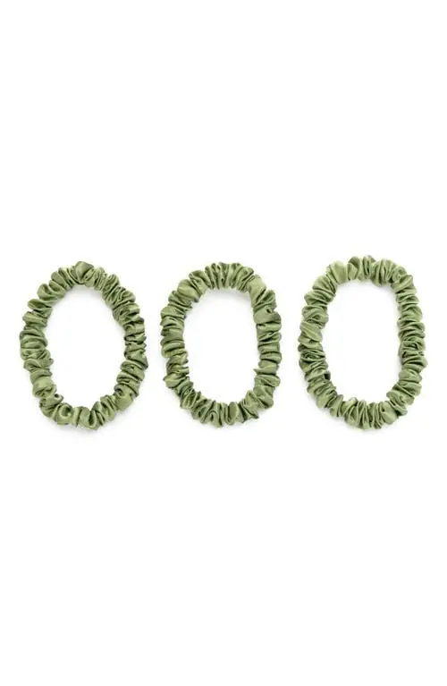 BLISSY 3-pack Skinny Silk Scrunchies - Olive