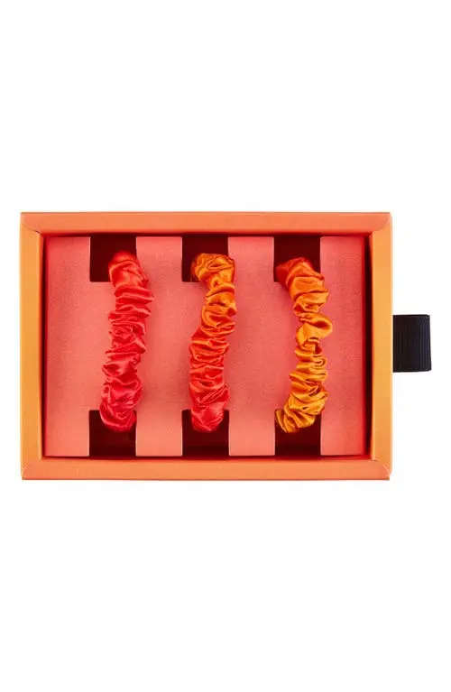BLISSY 3-pack Skinny Silk Scrunchies - Orange Ombre