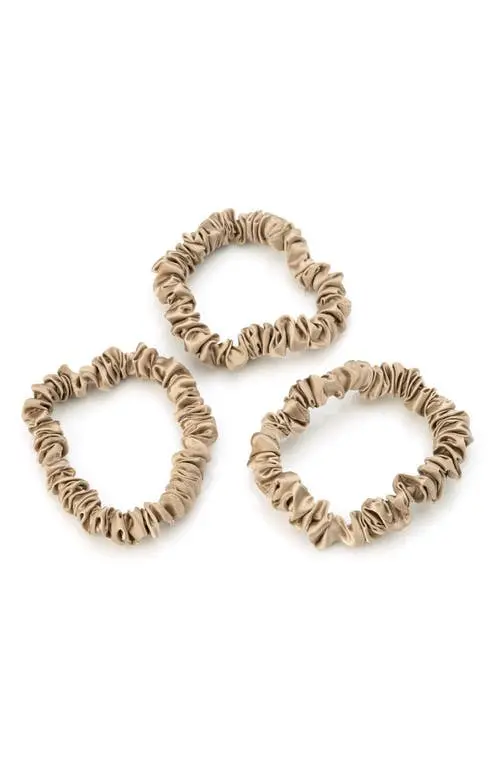 BLISSY 3-pack Skinny Silk Scrunchies - Taupe