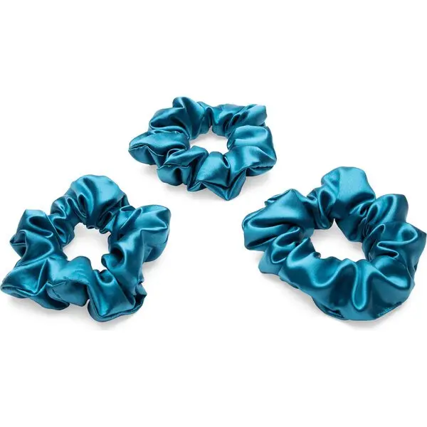 BLISSY 3-pack Silk Scrunchies - Aqua
