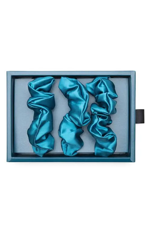 BLISSY 3-pack Silk Scrunchies - Aqua
