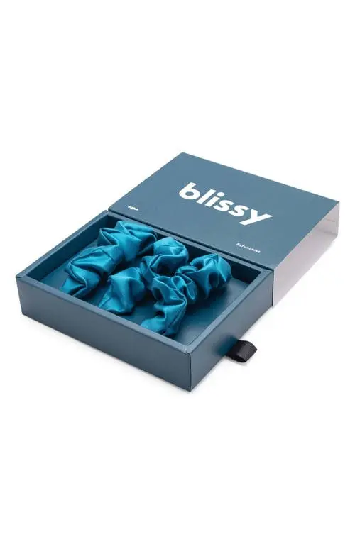 BLISSY 3-pack Silk Scrunchies - Aqua