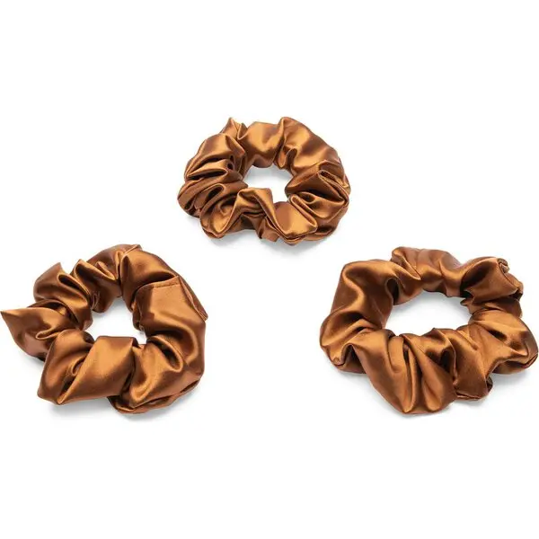 BLISSY 3-pack Silk Scrunchies - Bronze