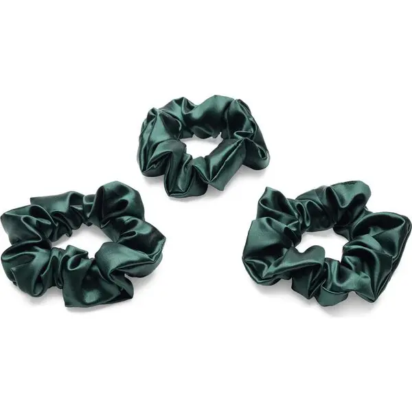BLISSY 3-pack Silk Scrunchies - Emerald