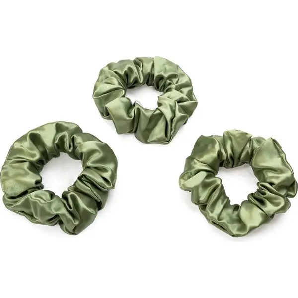 BLISSY 3-pack Silk Scrunchies - Olive