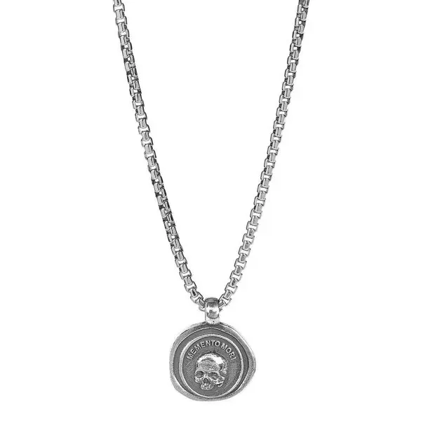 DEGS & SAL Sterling Memento Mori Medallion Necklace - Silver