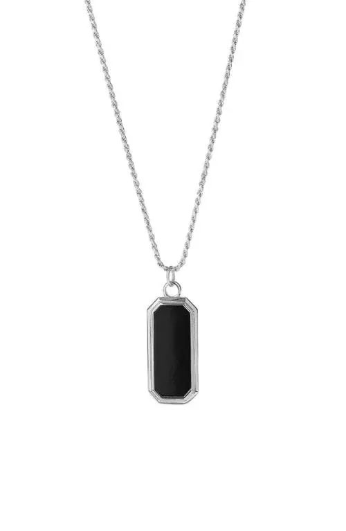 DEGS & SAL Onyx Frame Pendant Necklace - Silver