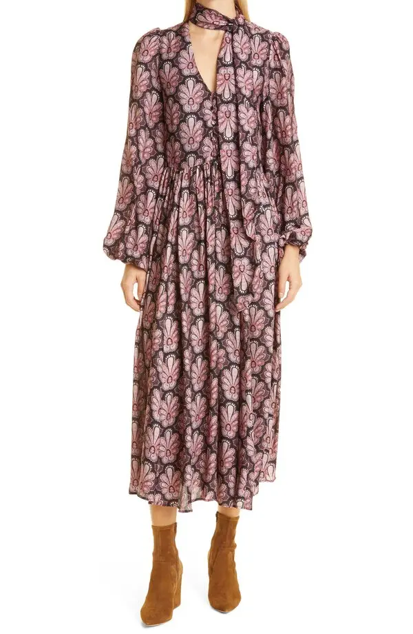 Ted Baker London Dhana Paisley Floral Long Sleeve Maxi Dress - Black |  Editorialist