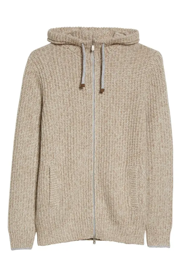 Brunello Cucinelli Ribbed Hooded Cashmere Cardigan