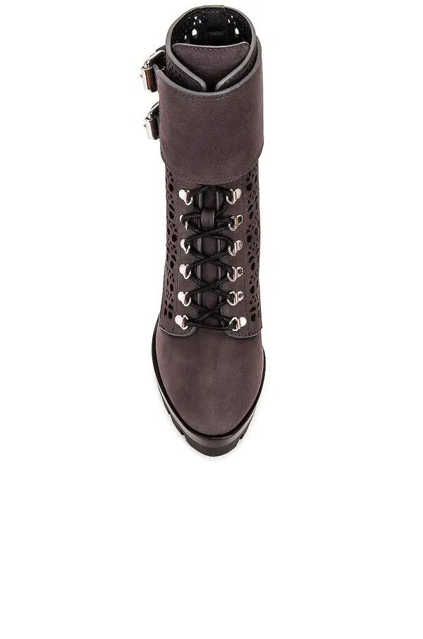 Alaïa Perforated Military Boots - Cendre