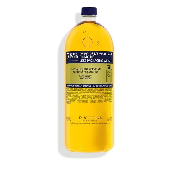 L'OCCITANE Shea Verbena Hand & Body Liquid Soap Refill 16.9 Fl Oz