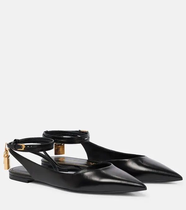 TOM FORD Padlock Leather Slingback Flats