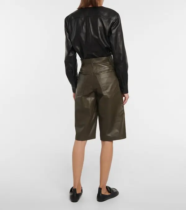 Dries Van Noten Leather Bermuda Shorts