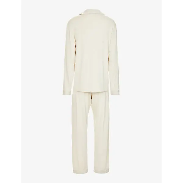 THE NAP CO Rayon Piped Stretch-jersey Pyjama Set - Warm Oat/white Piping