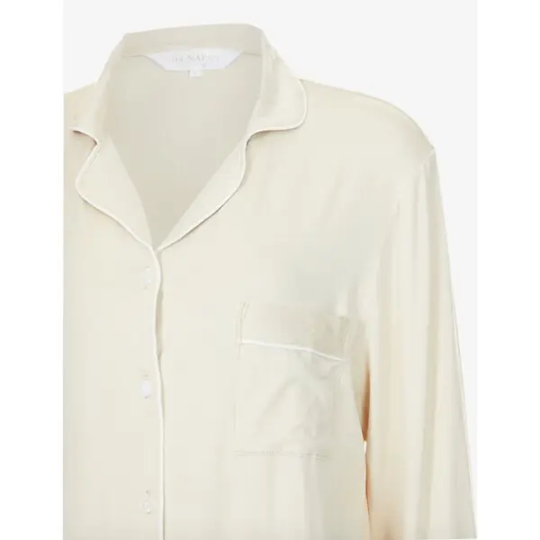 THE NAP CO Rayon Piped Stretch-jersey Pyjama Set - Warm Oat/white Piping