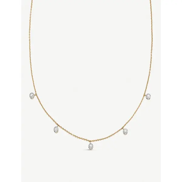 Monica Vinader Fiji Tiny Button 18ct -plated Vermeil And Diamond Necklace - Gold