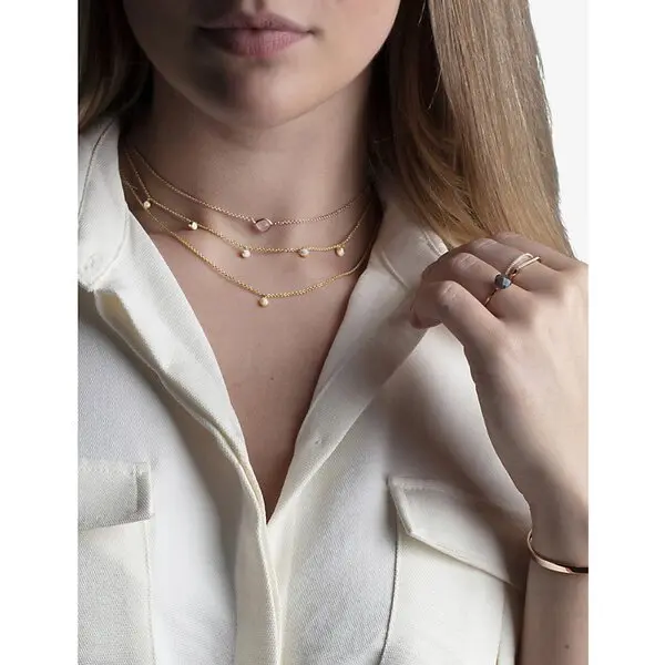 Monica Vinader Fiji Tiny Button 18ct -plated Vermeil And Diamond Necklace