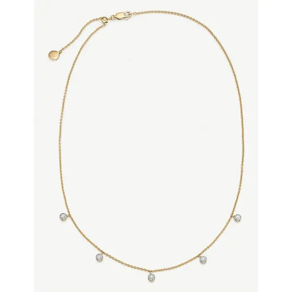 Monica Vinader Fiji Tiny Button 18ct -plated Vermeil And Diamond Necklace