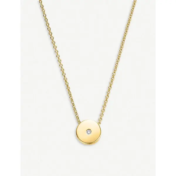Monica Vinader Linear Solo 18ct Yellow- Vermeil And Diamond Necklace - Gold