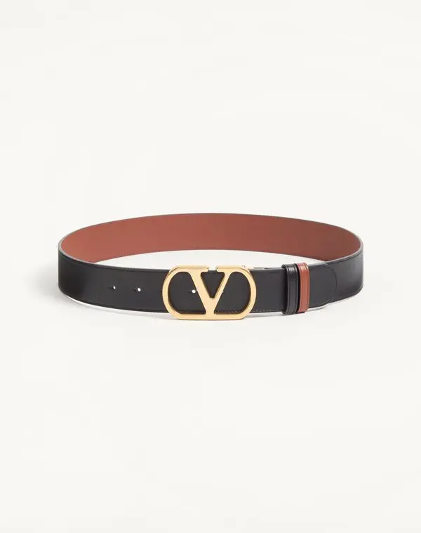 Valentino Garavani Reversible Vlogo Signature Belt - Black/deep Caramel