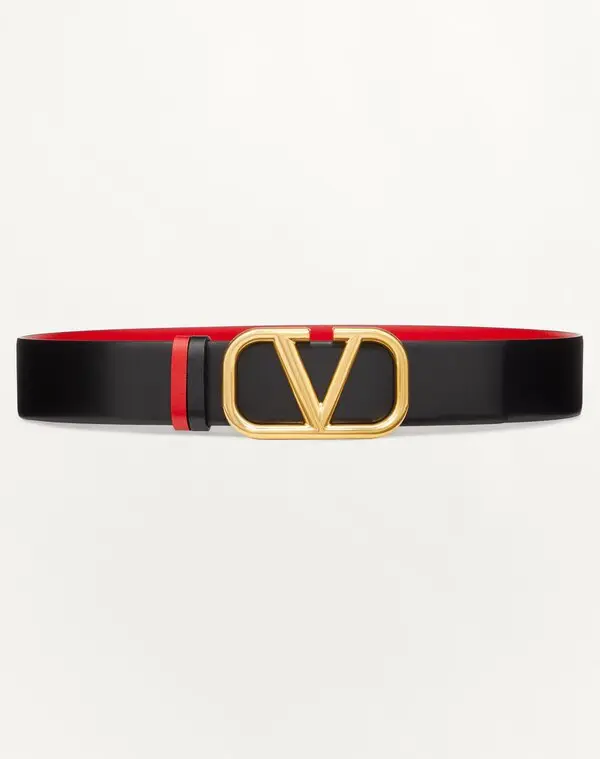 Valentino Garavani Reversible Vlogo Signature Belt - Black/pure Red