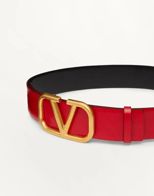 Valentino Garavani Reversible Vlogo Signature Belt - Black/pure Red
