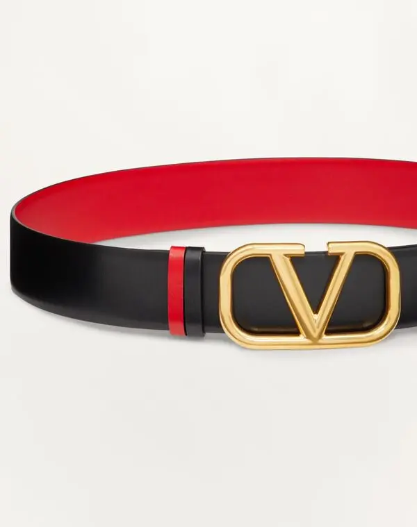 Valentino Garavani Reversible Vlogo Signature Belt - Black/pure Red