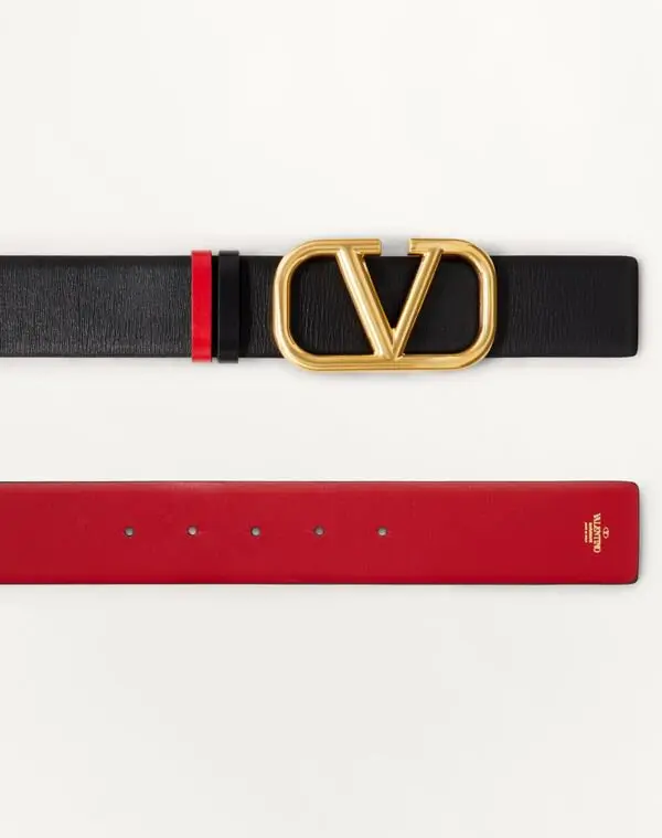 Valentino Garavani Reversible Vlogo Signature Belt - Black/pure Red