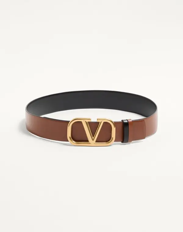 Valentino Garavani Reversible Vlogo Signature Belt - Saddle Brown/black