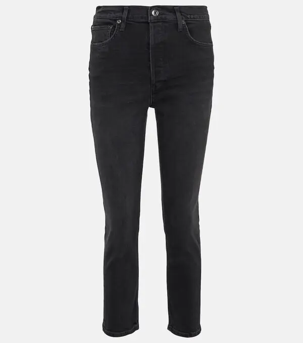 AGOLDE Riley High-rise Cropped Jeans - Black