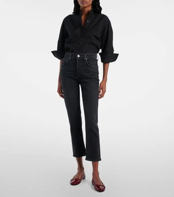 AGOLDE Riley High-rise Cropped Jeans - Black