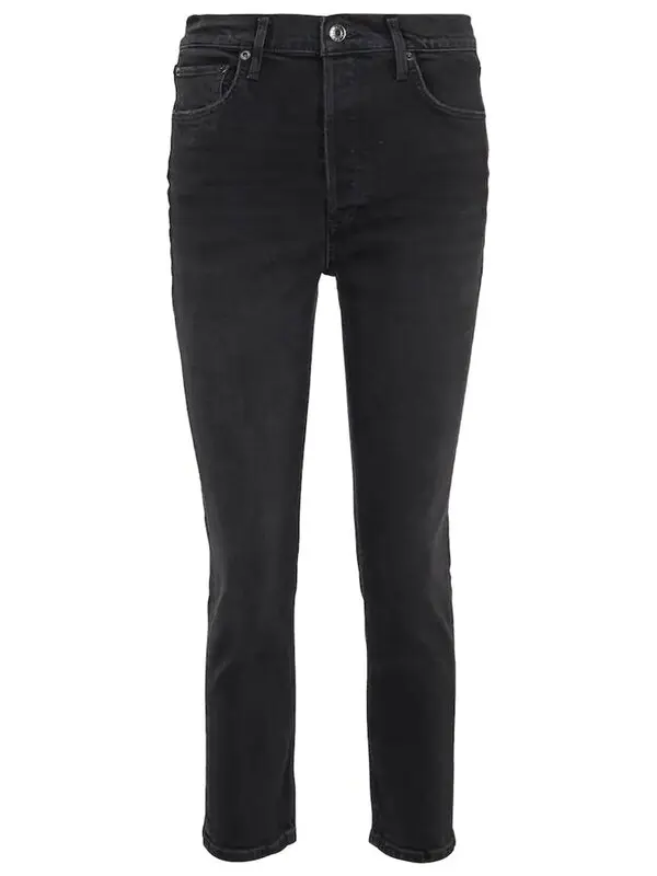 AGOLDE Riley High-rise Cropped Jeans - Black