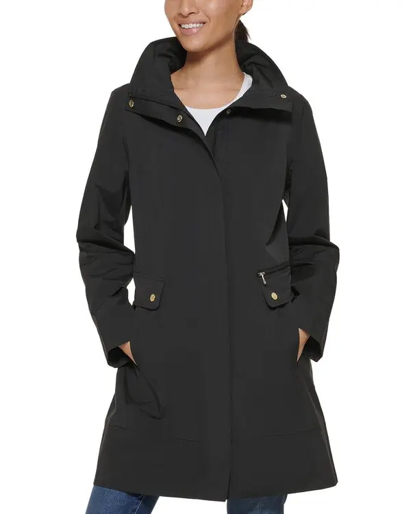 Cole Haan Travel Packable Raincoat - Black
