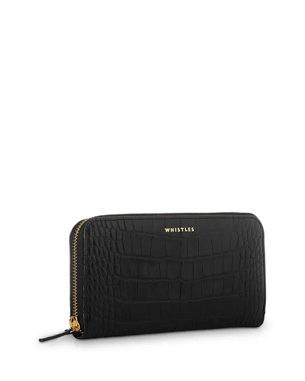 Whistles Croc Embossed Leather Long Wallet
