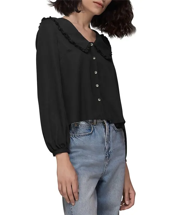 Whistles Oversized Collar Detail Top - Black