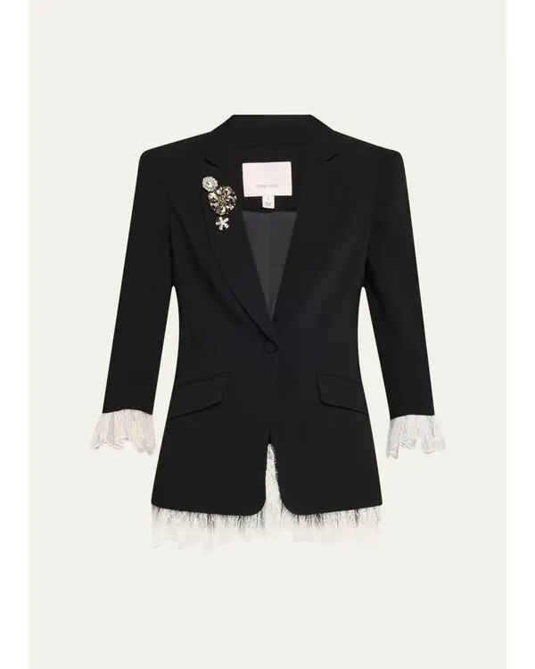Cinq À Sept Roxie Blazer With Lace - Black White