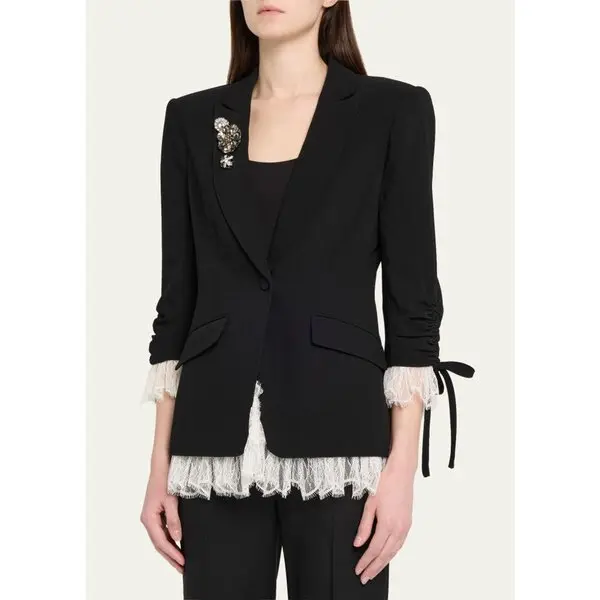 Cinq À Sept Roxie Blazer With Lace - Black White
