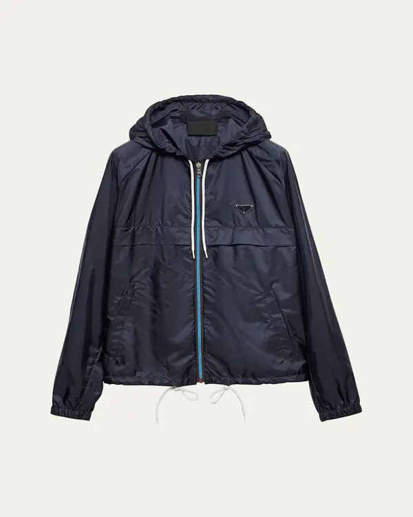 Prada Re-nylon Hooded Jacket - Blue