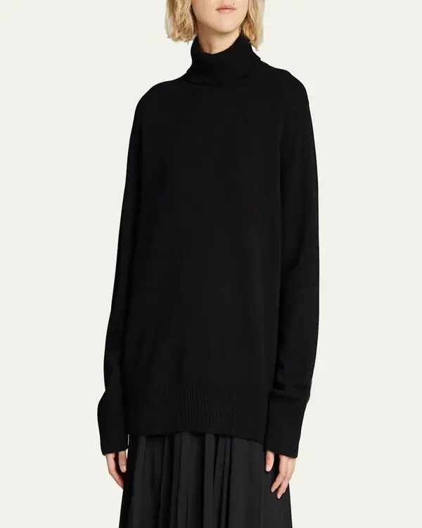 THE ROW Stepny Wool-cashmere Turtleneck Top - Black
