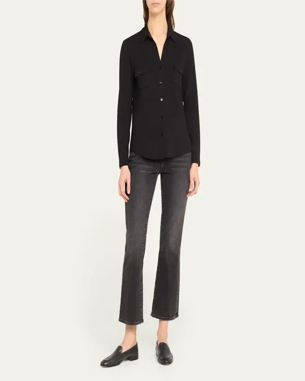 Majestic Filatures Soft Touch Button-down Shirt With Pockets - Noir