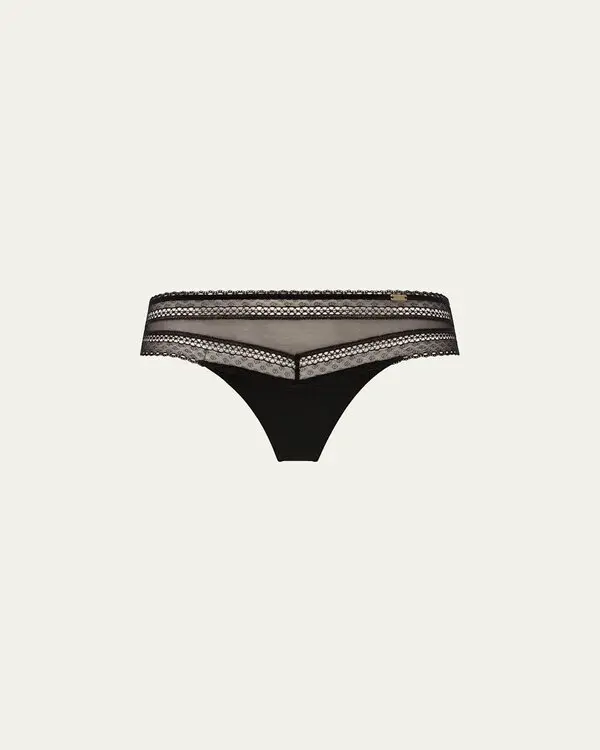 Chantelle Festivite Lace Brazilian Bikini Briefs - Black