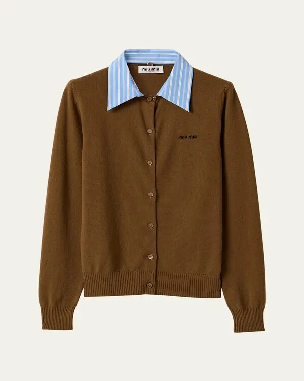Miu Miu Cashmere Knit Cardigan - Tabacco Celeste
