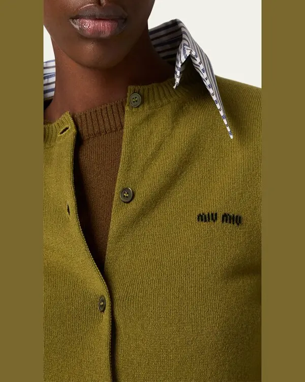 Miu Miu Cashmere Knit Cardigan - Tabacco Celeste