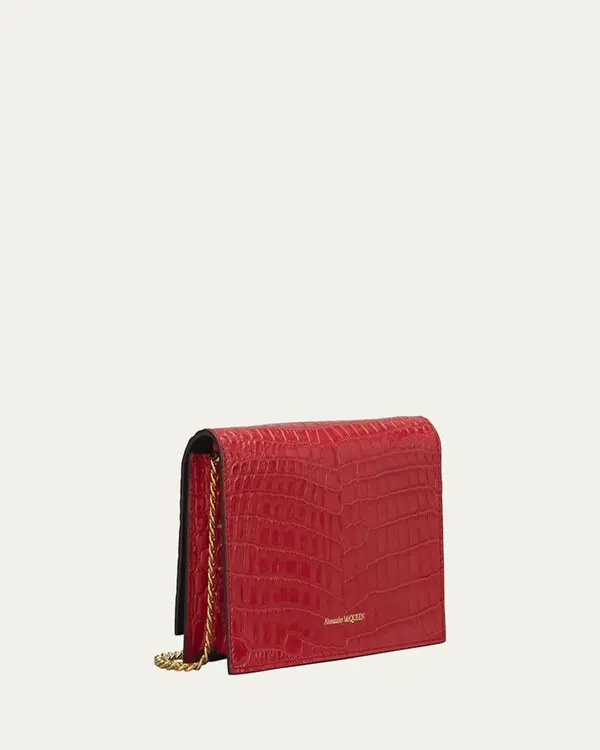 Alexander McQueen Mini Mock-croc Crossbody Bag With Skull