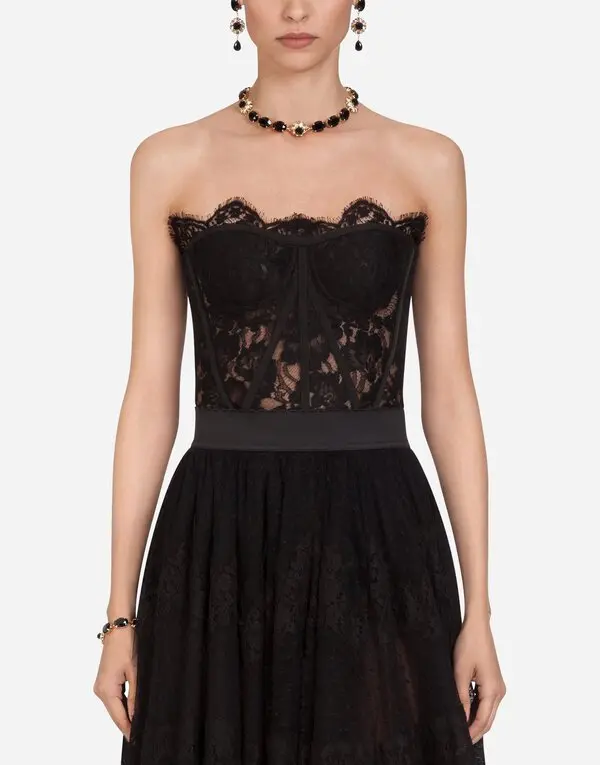 Dolce & Gabbana Short Galloon Lace Bustier - Black
