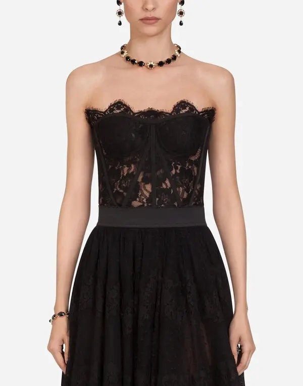 Dolce & Gabbana Short Galloon Lace Bustier - Black